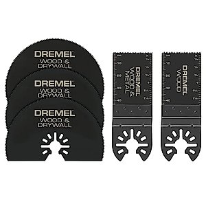Dremel MM389 5-Piece Oscillating Tool Cutting Blade Assortment Kit- Perfect Cutter For Wood, Metal, Plastics, Drywall, and More,Black