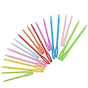 Hekisn Large-Eye Plastic Sewing Needles, 20 Pieces Colorful Safety Lacing Needles, 2 Different Sizes Yarn Sewing Needle, Learning Needles for DIY Sewing Handmade Crafts，3.5 &2.76 inch (20 Pieces)