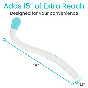 Vive Toilet Aids for Wiping Bottom - Bum Wipe Wand Assist Tool for Toileting - 15" Long Reach Comfort Wiper for Obese, Bathroom Extender - Handicap Assistance for Personal Hygiene for Adults, Seniors