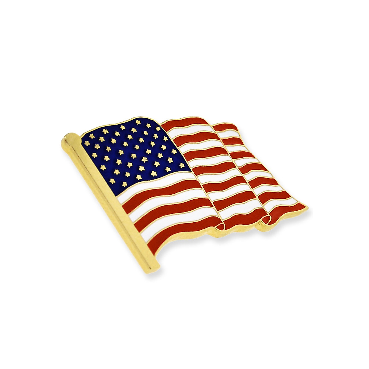 PinMart American Flag Lapel Pin – Made in the USA - Gold Plated Enamel Pin – Patriotic Waving United States Country Pin for Coats, Suit Jackets and Lanyards