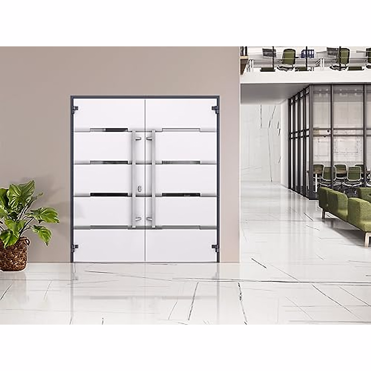 Front Exterior Prehung Metal Double Doors/Deux 1105 Gray Graphite Mirrored Glass/Entry Modern Painted Right Inswing Active Door 72" x 80"