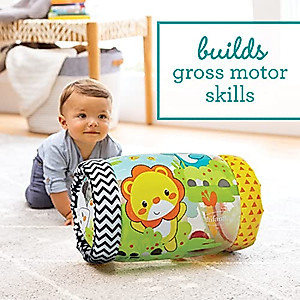 Infantino Jungle Peek & Roll - Encourages Crawling, Inflatable Activity Toy with Bouncing Balls Inside, Fun & Friendly Animal Characters, Helps Gross Motor Skill Development, for Babies 6M+