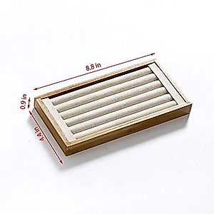 Coward Bamboo Ring Display Holder Jewelry Storage Tray Organizer Ring Stand For Show(beige)