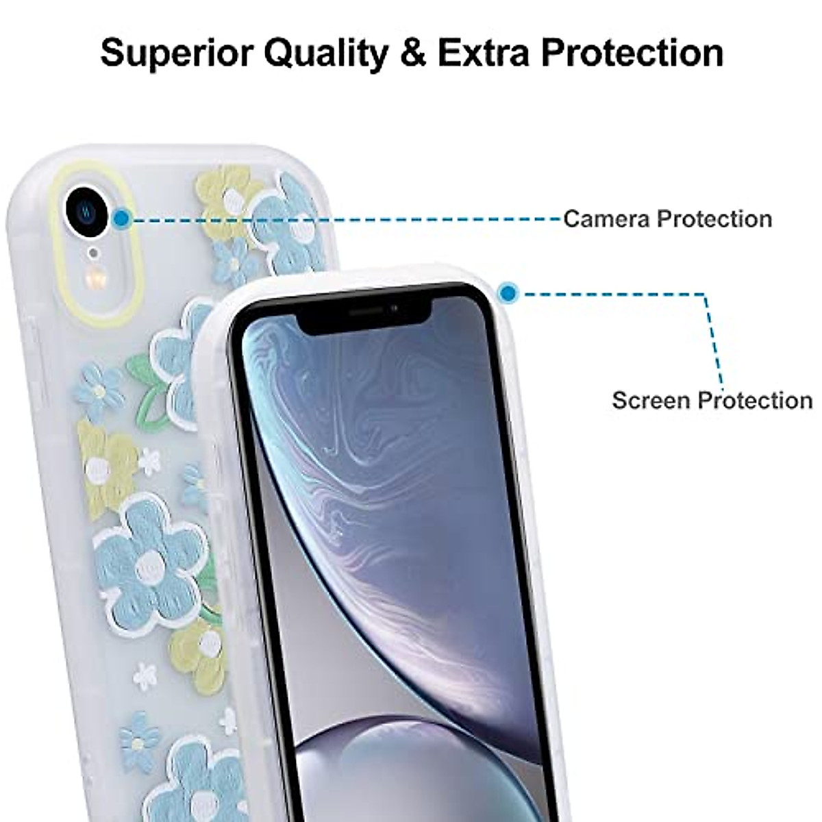 PNATEE Case for iPhone XR, Light Yellow Flower Floral Design for Women Girl Full Body Slim Soft Protective Case TPU Cover for iPhone XR (6.1 inch)