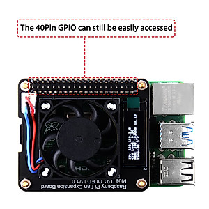 GeeekPi Fan Hat for Raspberry Pi 4 Model B, PWM Fan GPIO Expansion Board with 0.91inch OLED Display for Raspberry Pi 4B/3B+/3B/2B
