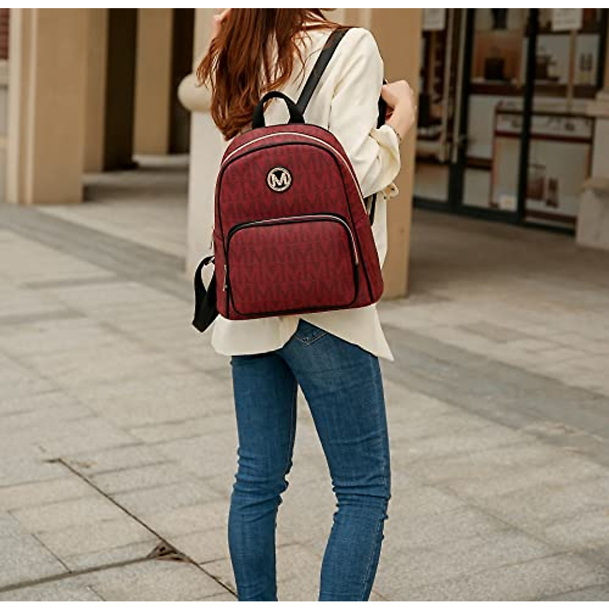 MKF Backpack Purse for Women & Teen Girls – PU Leather Top-Handle Ladies Fashion Travel Pocketbook Bag – Daypack White