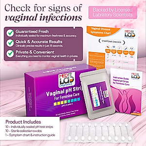 Vaginal pH Test Strips Kit for Women(10 Count) Individually Wrapped for pH Balance, Bacterial Vaginosis(BV), Yeast Infections, and Menopause