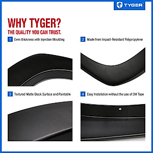 Tyger Auto TG-FF6C4218 For 1999-2007 Chevy Silverado/GMC Sierra (2007 Only fit Classic Models) | Textured Matte Black Paintable Factory Style Fender Flare Set, 4 Piece