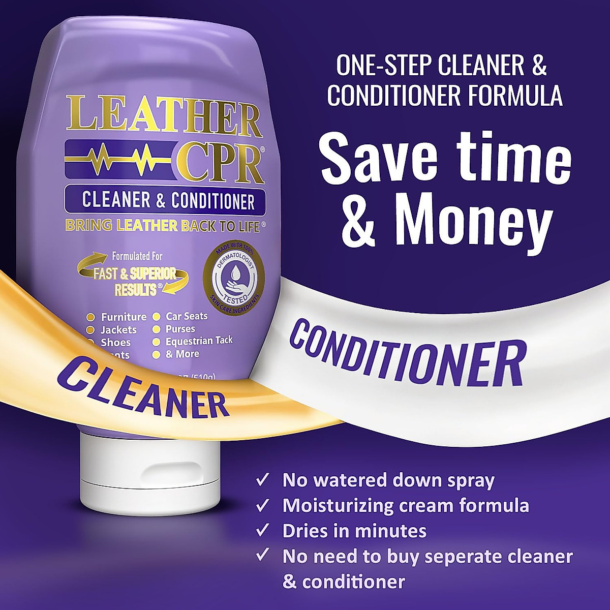 Leather CPR Cleaner & Conditioner 18oz - Best Leather Cleaner & Conditioner. Cleans, Conditions, Restores & Protects Leather Furniture, Handbags, Car Seats, Jackets, Boots, Shoes, Saddles, Tack & More