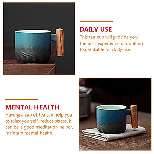 Hemoton Chinese Tea Cup Cup Ceramic Tea Mug Wood and Ceramic Materials The Glass Coffee Mugs e Heat- Home Wooden Handle Tea Mug Concentrate Ceramics Travel Mug Decorate Lovers