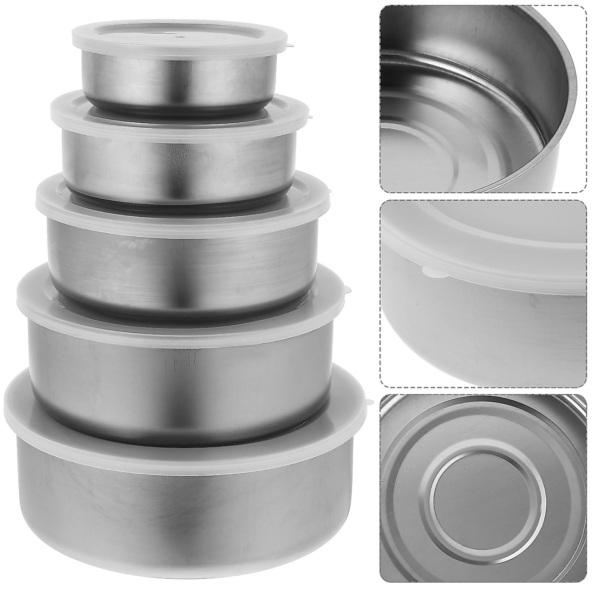 UPKOCH Snack Set Containers Pasta Containers 5pcs Box Food Prep Containers Travel Stainless Steel Bowls Home Accessories Round Crisper Sealing Bowls 5 Piece Set Lunch Box