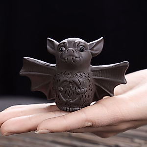 Ceramics Cute Bat Statue Sculpture Frgurine Tea Pet Gift for Home Office Room Desktop Display Decorative Decoration