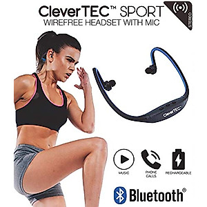 CleverTEC Sport Bluetooth Wire Free Wireless Headphones with Mic