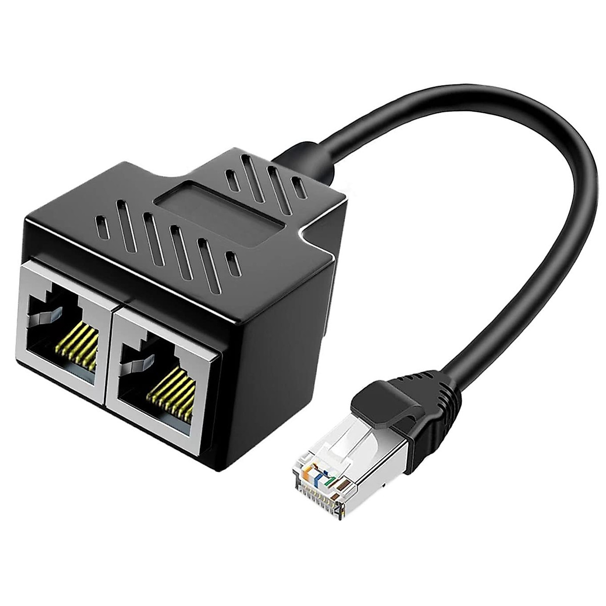 Ethernet Splitter 1 to 2 RJ45 Network Adapter, Suitable for Computer/Router/Network Box with RJ45 Interface, Compatible with Cat5/5e/6/7(Only one Output Port is Working at The Same time)