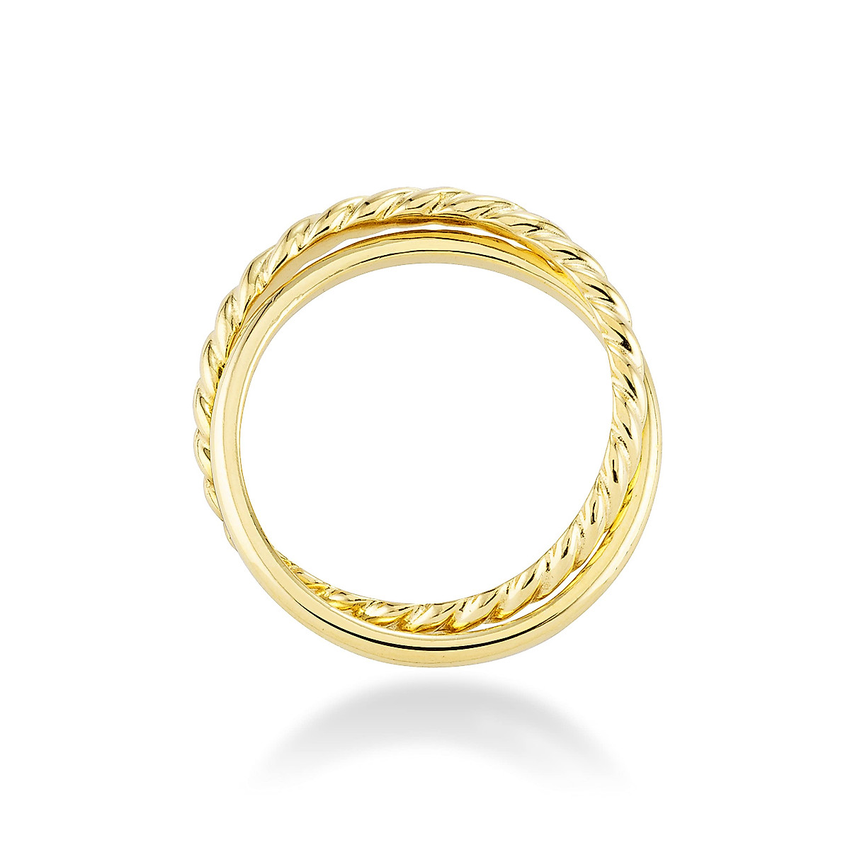 Miabella 925 Sterling Silver or 18Kt Yellow Gold Over Silver Rope and High Polished Band Interlocked Rolling Ring for Women Made in Italy (yellow-gold-plated-silver, 9)
