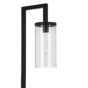 Henn&Hart 67.75" Tall Floor Lamp with Glass Shade in Blackened Bronze/Seeded, Floor Lamp for Home Office, Bedroom, Living Room