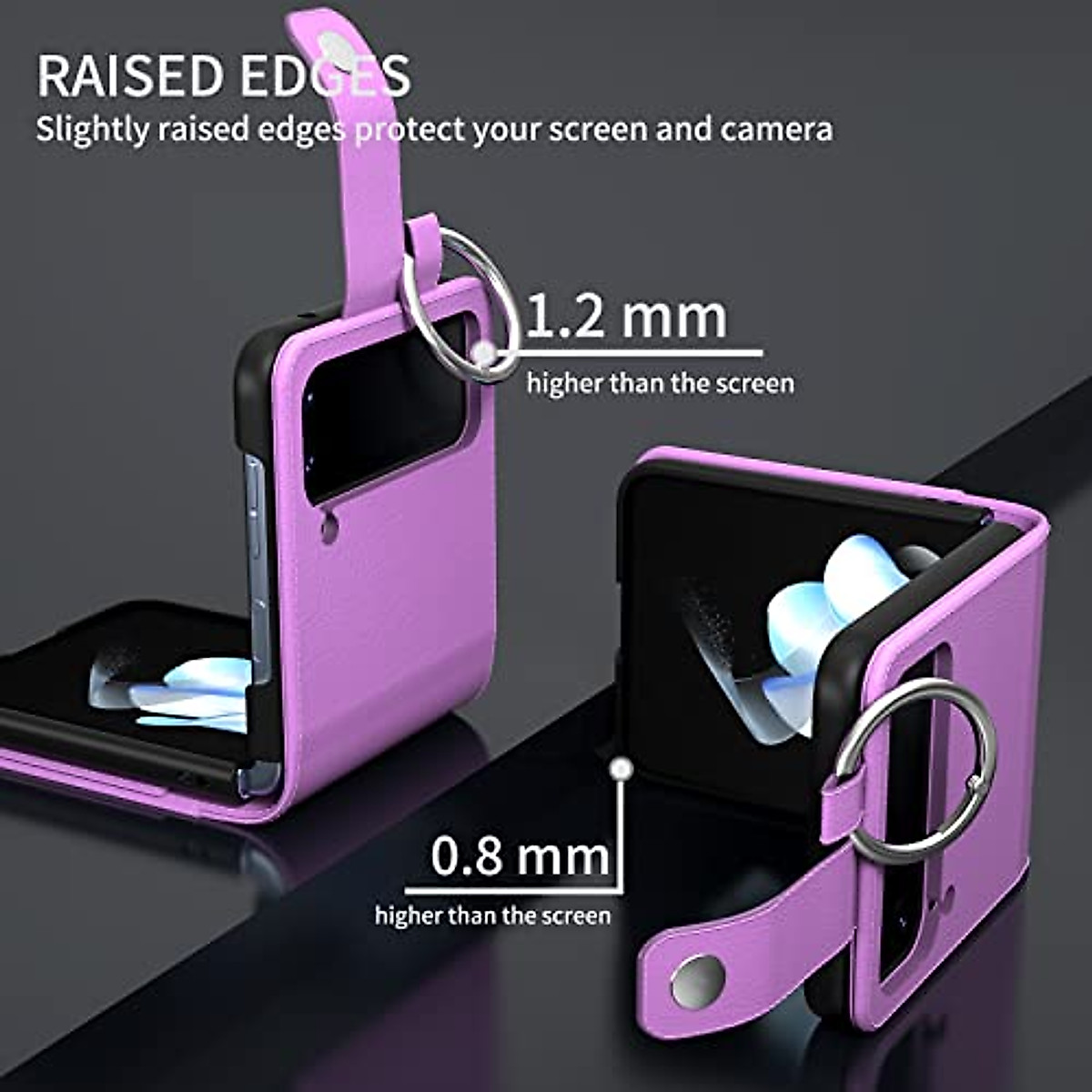 Warmson for Samsung Z Flip 4 Case,Samsung Z Flip 4 Wallet Case with Ring Card Slot Galaxy Z Flip 4 Case PU Leather RFID Blocking Protective Flip Folio Z flip 4 5G Case Purple for Women Girls Men