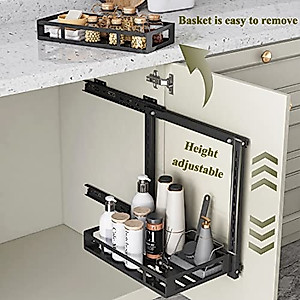 COVAODQ Under Sink Organizers and Storage, Pull Out Sliding Drawers Height Adjustable 2 Tier Under-Sink Organizers with Sliding Drawer Under Sliding Cabinet Basket Organizer for Bathroom Kitchen
