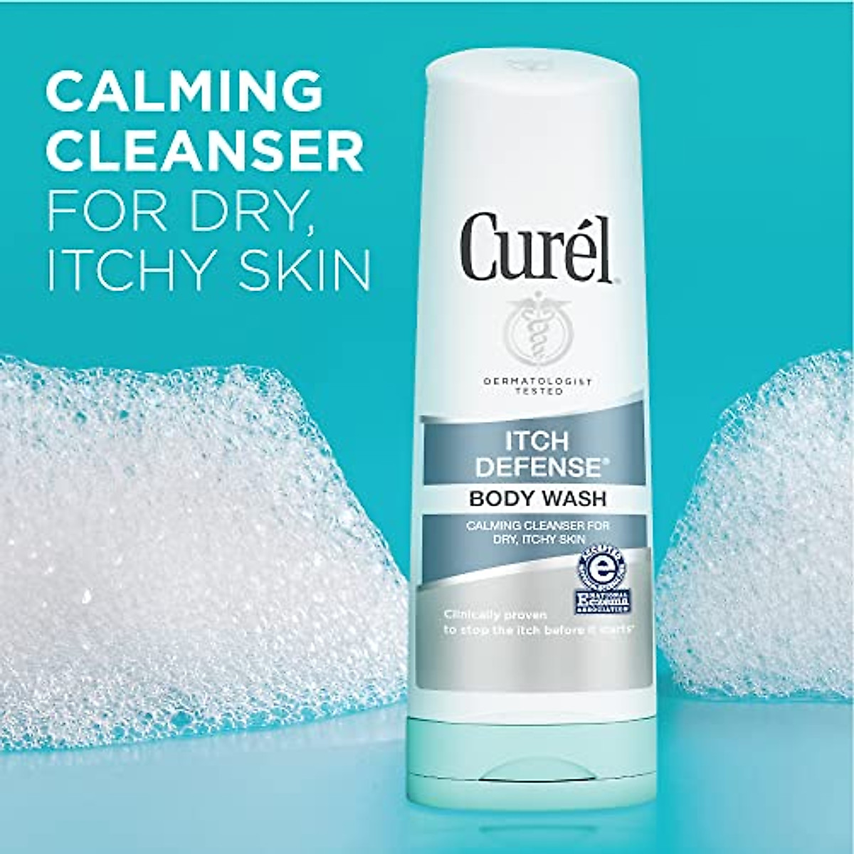Curel Itch Defense Calming Daily Cleanser, Body Wash, Soap-free Formula, for Dry, Itchy Skin, with Hydrating Jojoba and Olive Oil, 10 Oz