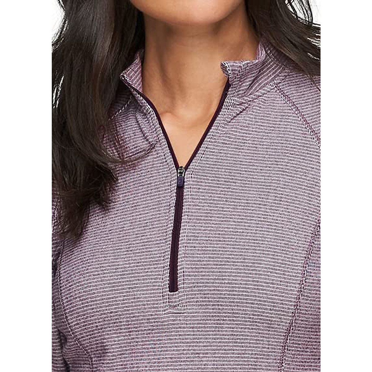 Avalanche Women's Long Sleeve Lightweight Partial 1/4 Zip Running Top Stripe Berry L