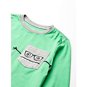 Amazon Essentials Boys' Long-Sleeve T-Shirts, Pack of 5, Monsters/Multicolor/Stripe, Medium