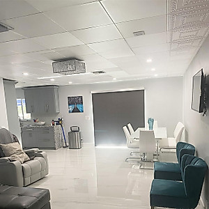 A La Maison Ceilings R22 Basic Foam Glue-up Ceiling Tile (129.6 sq. ft./Case) Pack of 48, Ultra Pure White - Satin (Behr)