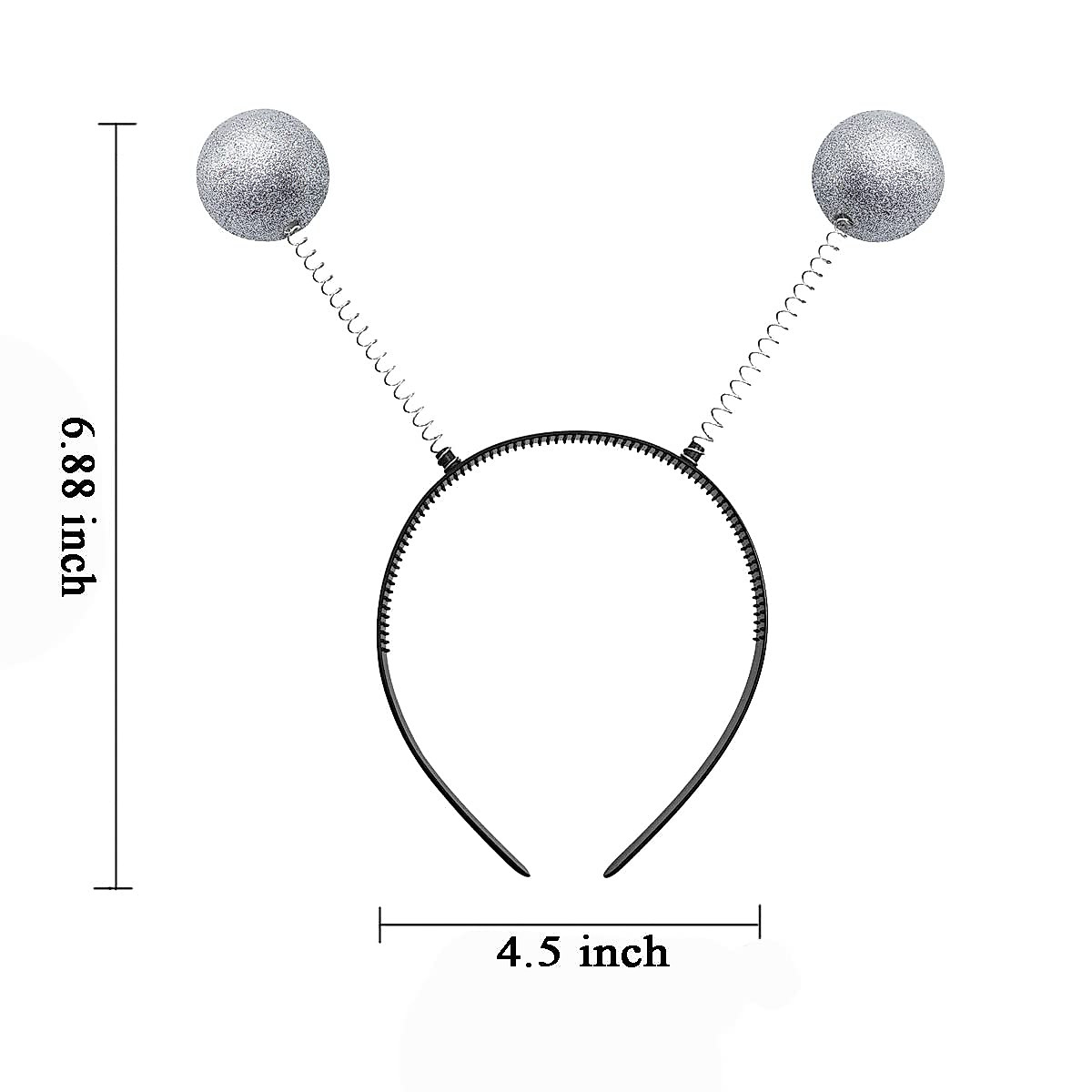 Alien Headband with Martian Antenna Ball and Face Glitter - Halloween Cosplay Boppers for Women Girls (Silver)