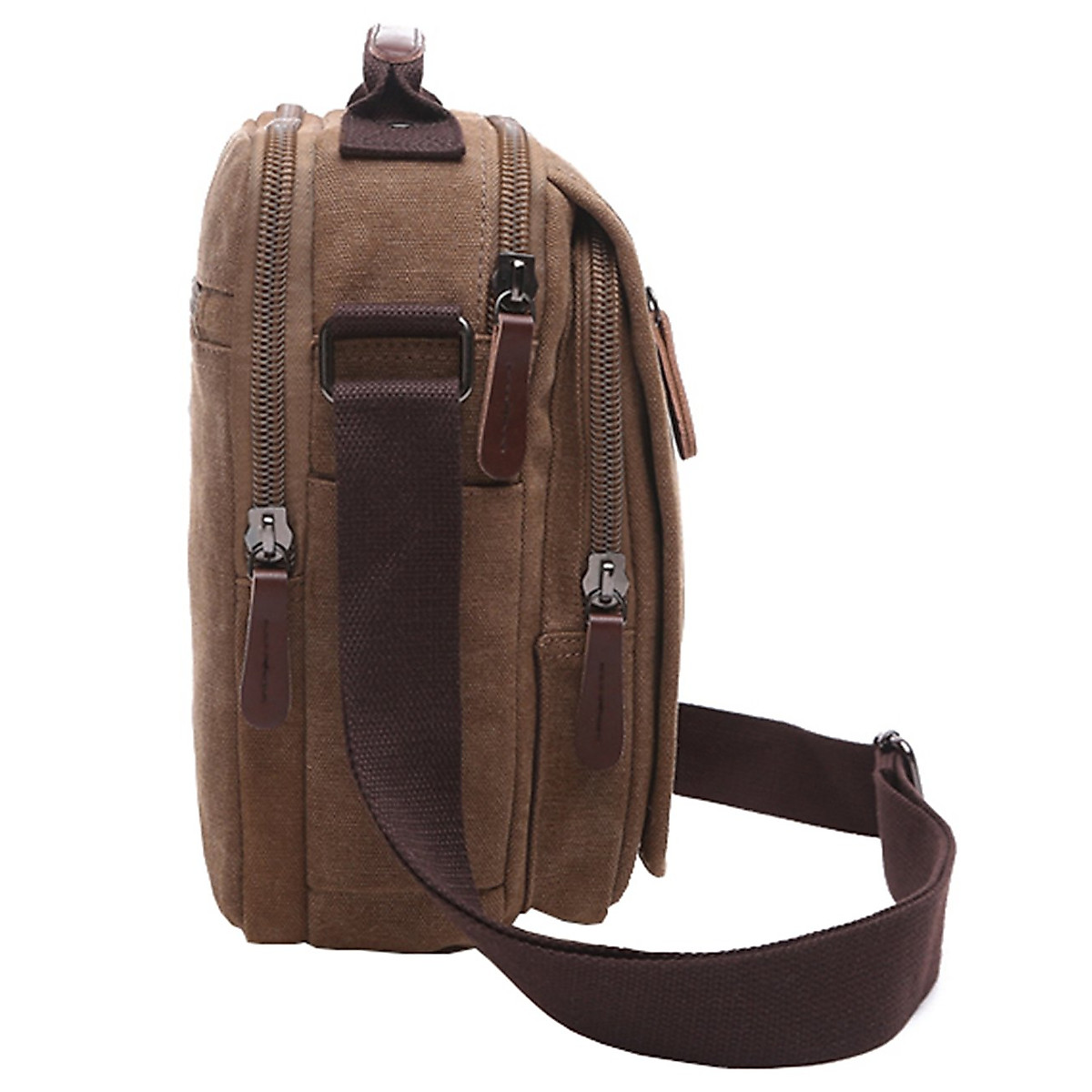 mygreen Vertical Canvas Messenger Bag, Unisex Casual leather Shoulder Bag Satchel Crossbody Bag for Outdoor Activities, Travel