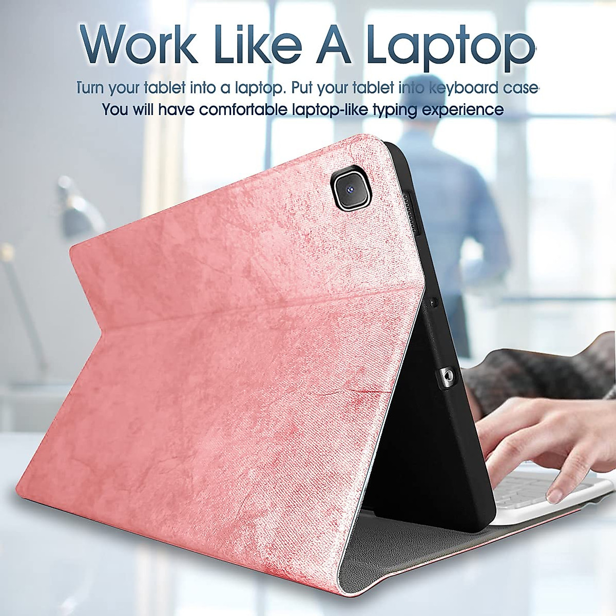 Wineecy Backlit Keyboard Case for Samsung Galaxy Tab S6 Lite 10.4 Inch 2024/2022/2020, 7 Colors Backlight Detachable Wireless Keyboard PU Folio Stand Cover Case with S Pen Holder, Pink