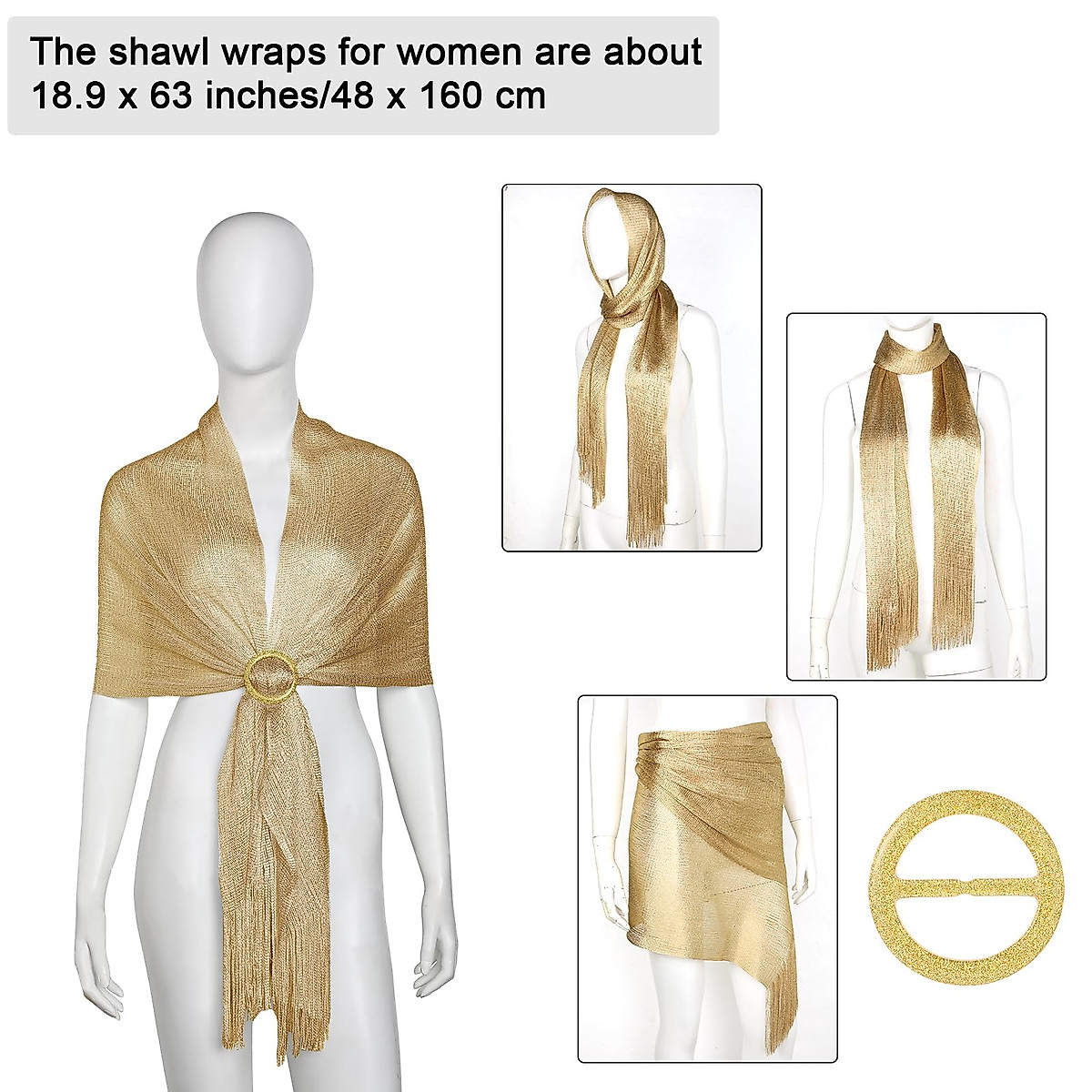 Hicarer 5 Pcs Women Accessories Including Shawls and Wraps, Evening Bag Clutch Purses, Rhinestone Jewelry Sets for Wedding(Cute Style,Gold)