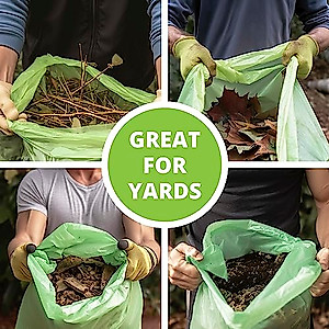 Simply Bio 55 Gallon Compostable Trash Bag with Flat Top, Heavy Duty Extra Thick 1.57 Mil, 12 Count, 208.2 Liter, Large Lawn Yard Waste Bag, ASTM D6400, US BPI and Europe OK Compost Certified