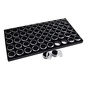 888 Display USA - 100 Black Foam Gem Jars Showcase with 2 pcs of Black Stackable Display Tray