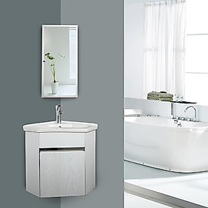 11.81" x23.6"x8.2" Bathroom Corner Medicine Cabinet W/Mirror Bright Stainless Steel Wall Mounted Mirror Cabinet Hanging Triple Shelf Storage Cabinet Cupboard (Right Door)