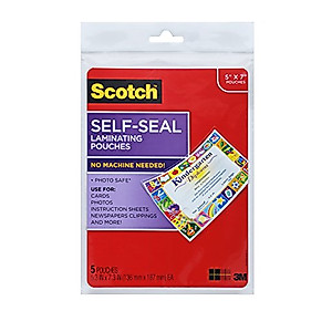 Scotch Glossy Document or Photo Laminating Pouch, 5 x 7 Inches, 5-Pack (PL905)