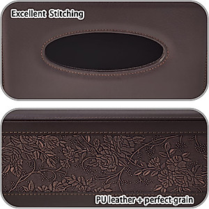 XNONE PU Leather Tissue Box Cover Kleenex Box Holder Rectangle Tissue Organizer with Magnetic Bottom,Decorative Napkin Caddy for Vanity Dresser Night Stand Table Countertop Home Office Car,Retro