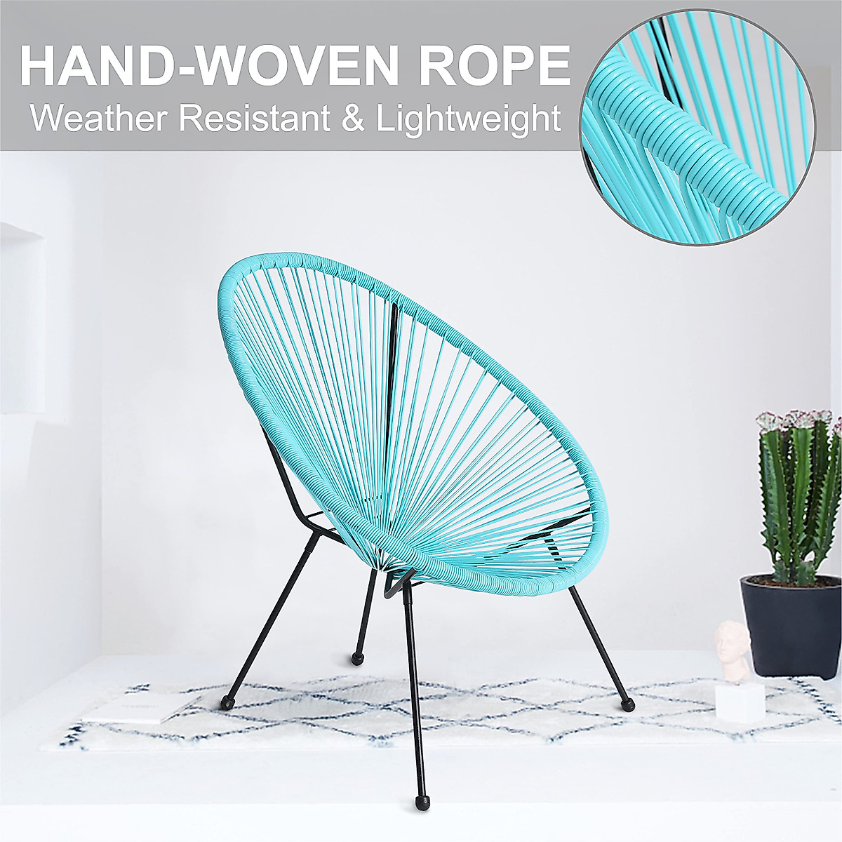 ABCCANOPY 3-Piece Patio Furniture Set,Acapulco Chair Conversation Bistro Set, Indoor&Outdoor All-Weather Patio Furniture Sets with Glass Top Table