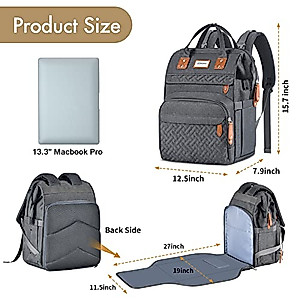 Diaper Bag Backpack, Versatile Large Travel Diaper Bag with Portable Changing Pad and USB Charging Port for Moms Dads, Waterproof Unisex Baby Bag for Boys Girls, Baby Registry Search Shower Gifts