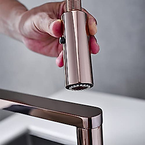 JiaYouJia Kitchen Faucet with Pull Down Sprayer High Arc Dual-Mode Pull Out Kitchen Sink Faucet Single Handle Lever (Rose Gold)