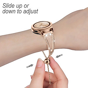 TOYOUTHS Rose Gold Bling Jewelry Bracelet Compatible with Samsung Galaxy Watch Band 4 40mm 44mm/Watch 4 Classic 42mm 46mm/Watch 5 40mm 44mm/Watch 5 Pro 45mm/Active 2 40mm 44mm/Watch 3 41mm/20mm watch