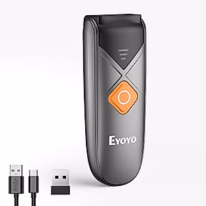 Eyoyo 2D Bluetooth Barcode Scanner with Lanyard, Portable Mini Barcode Reader, 3-in-1 Bluetooth/2.4G Wireless/USB Wired Connection QR Code Scanner, Compatible with iPad, Cell Phones, and Tablets