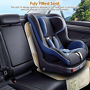 Sinvitron Car Seat Protector for Child Car Seat, Car Seat Mat for Leather Seats, Non-Slip Backing, 2 Mesh Pockets,Waterproof Seat Covers for Cars,Vehicles,Baby (2-Pack)