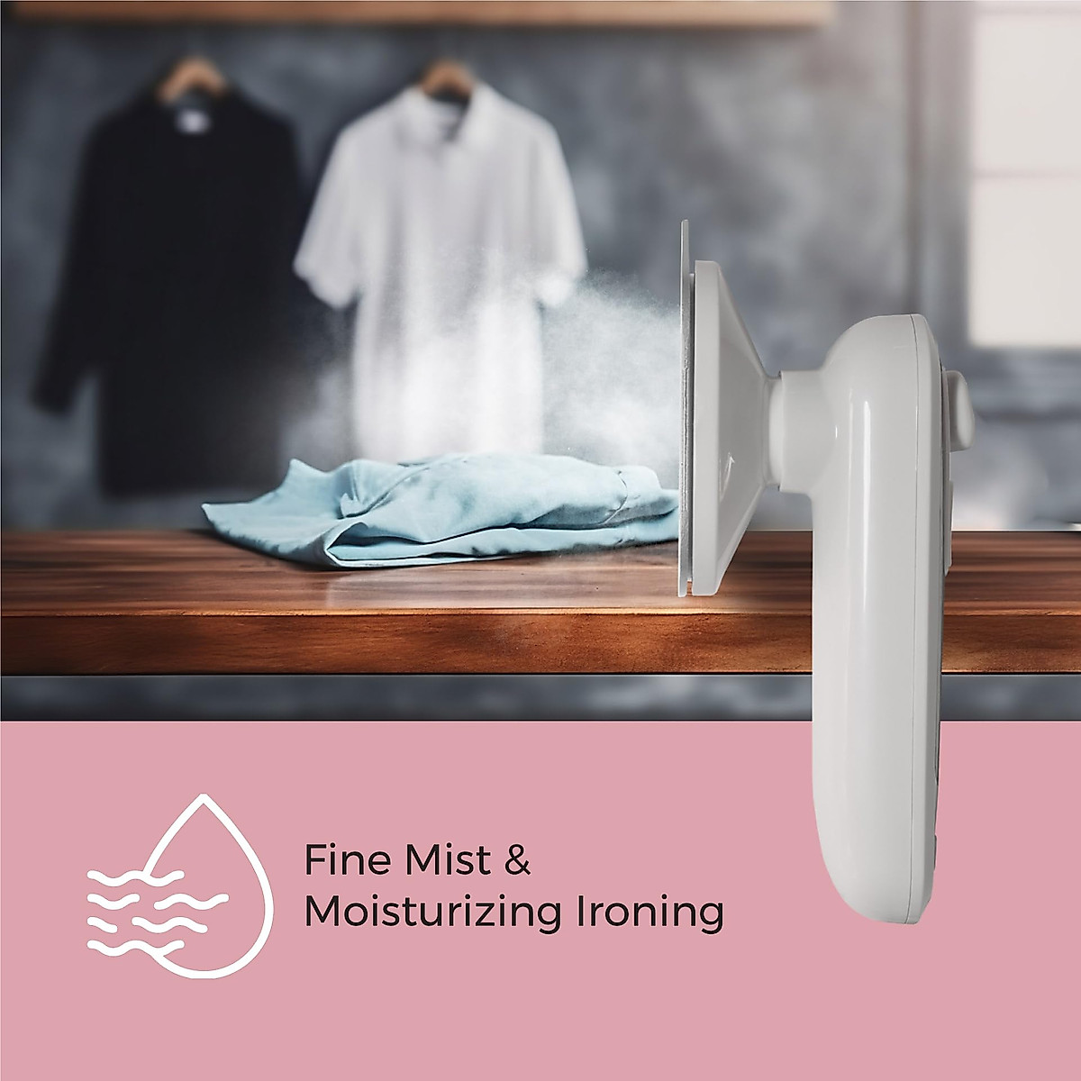 Pursonic Mini Portable Electric Iron with Quick Warm-Up, 60ml Water Tank - Small & Lightweight Ironing Board for Home & Travel - Fine Mist Travel Iron Mini with Steam