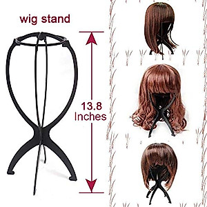 Ruiwen hair 6PCS Wig Stand Portable Wig Stand Collapsible Wig Holder Durable Wig Display 13.8 Inch Tool Travel Wig Stand for All Wigs