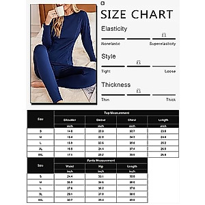 Ekouaer Thermal Underwear for Women Fleece Lined 2 PCS Long Johns Slim fit Top & Bottom Base Layer Navy Blue M