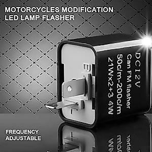 zipelo 2 Pin LED Electronic Turn Signal Flasher Relay, 4 PCS 12V Speed Adjustable LED Indicator Flasher Relay Fix for Turn Signal Light & Hazard Warn Hyper Fast Flash for Car and Motorcycle (Black)