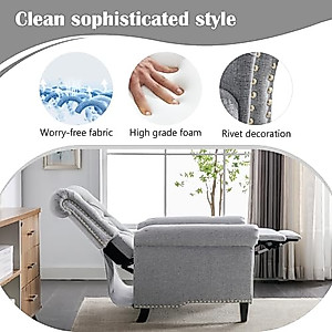 New Recliner Chair for Living Room, Fabric Massage Recliner Chair Winback Single Sofa Home Theater Chairs Adjustable Modern Reclining Chair with Padded Seat Backrest for Adults (Gray)