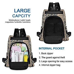 ALAZA African Woman with Zebra Print Hair Backpack with Keychain for Woman Ladies