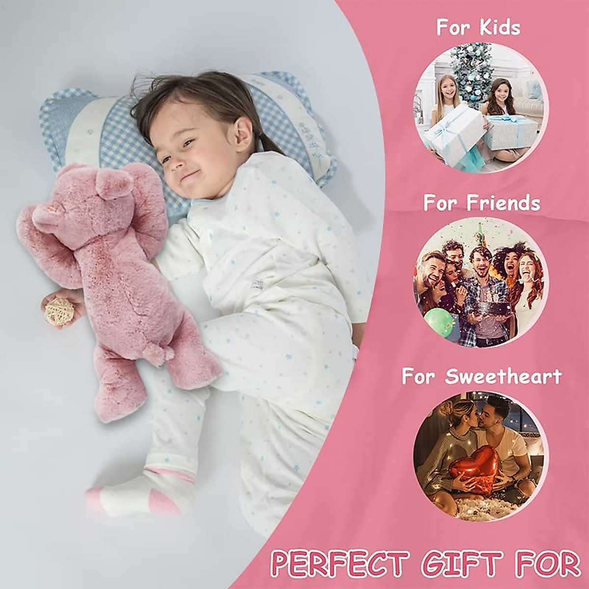 KECIRLE Soft Pink Pig Plush Pillow 21.6",Cute Piggy Stuffed Animal Doll Toy, Gifts for Valentine's, for Kids Boys and Girls……