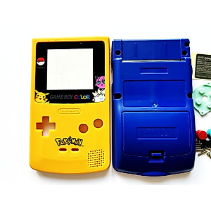 JMXLDS New Full Housing Shell Case Cover Pack with Buttons Sticker Replacement for Game boy Color GBC Repair Part-Yellow&Blue.