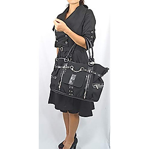 Lost Queen Rise Up Handcuff Goth Punk Rock Black Tote Crossbody Bag Purse